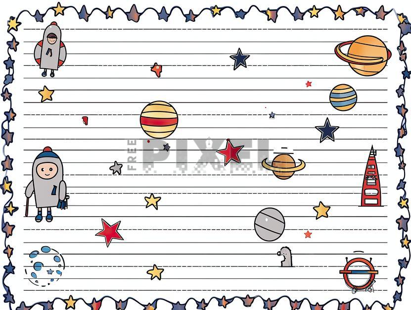 Free Illustrations - Outer Space Themed Journal Printable Lined Page ...