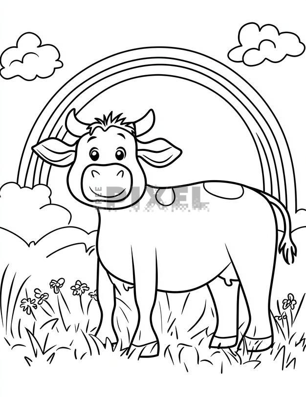 Free Illustrations - Cartoon Cow Coloring Page For Kids And Education ...