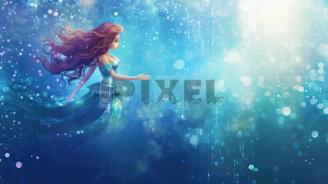 Free Illustrations - Beautiful Mermaid Swimming In Ocean, Used For ...