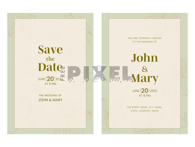 Free Illustrations - Wedding Invitation Cards Design In Double-Side ...