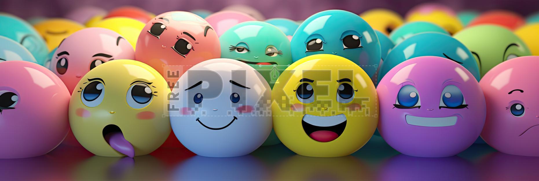 3d Cute Smiley Wallpapers Free Photos Colorful Emoji Balls Display