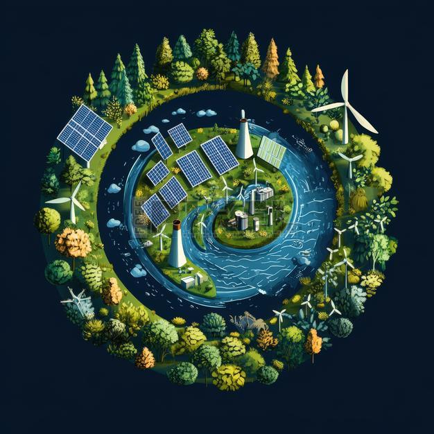 Free Photos - Sustainable Energy Sources Circular Illustration With ...
