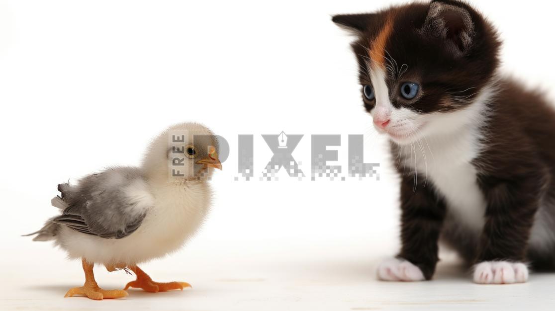 Free Photos - The Curious Kitten And The Chick | FreePixel.com