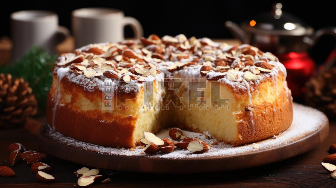 Free Photos - A Tempting Frosted Cake With Nuts On A Plate | FreePixel.com