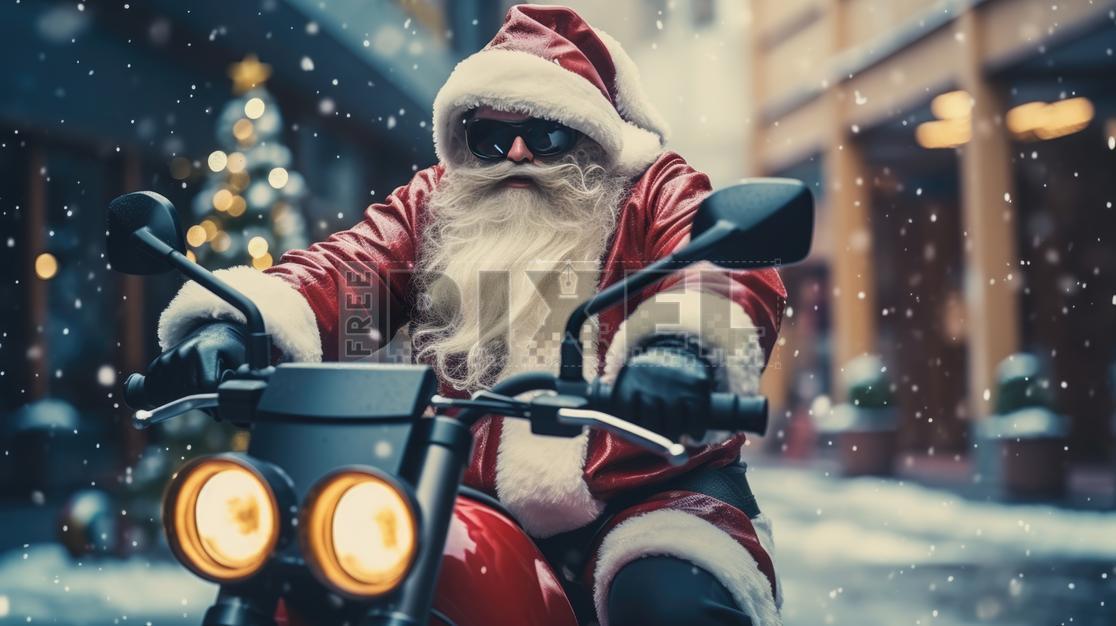 Free Photos - Santa Claus Riding A Motorcycle Down The Street ...