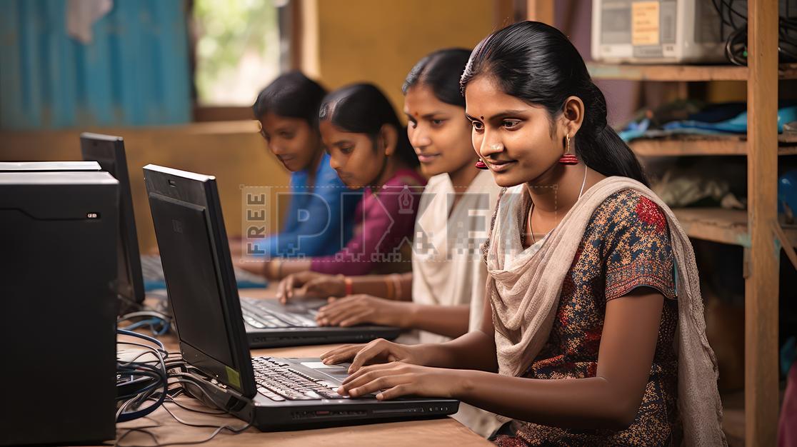 Indian Students Studying Computer