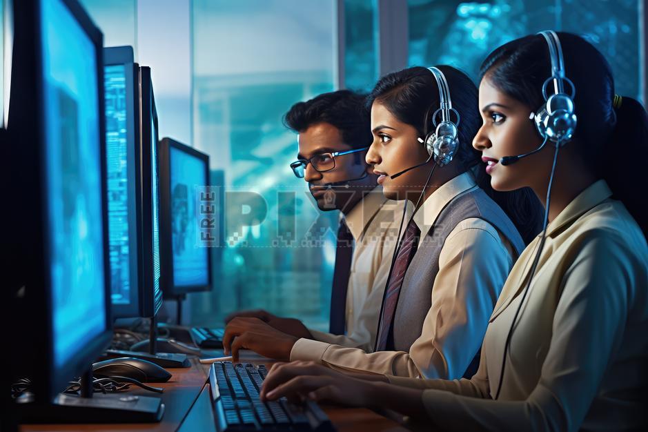 Free Photos - Multiple People Working On Computers With Headsets On ...