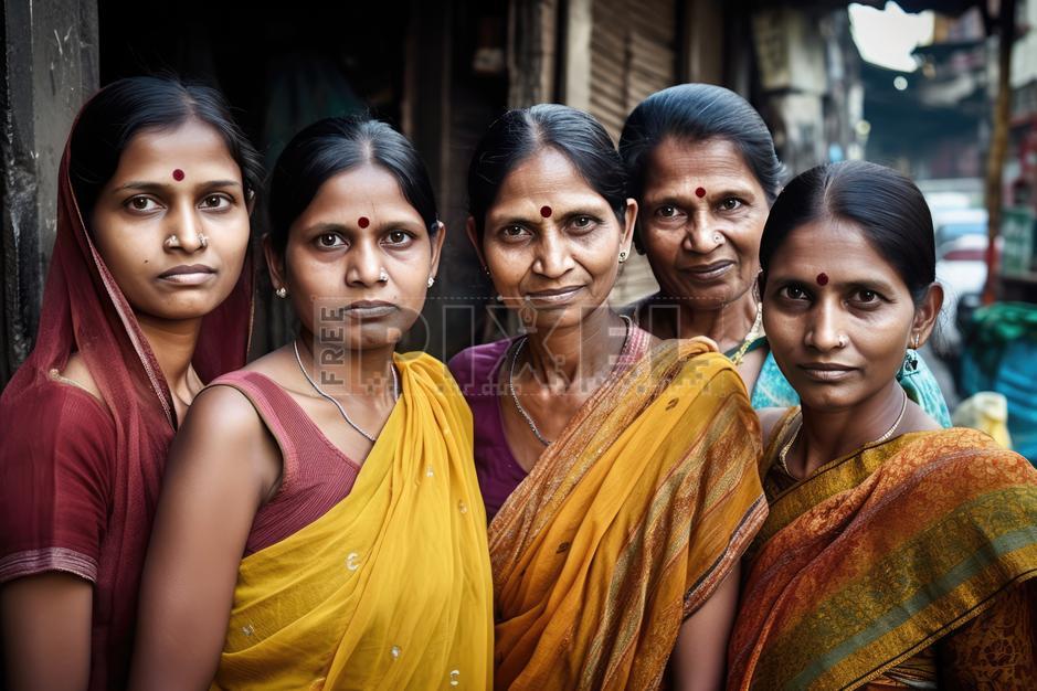 Free Photos - Six Indian Women Standing Together | FreePixel.com