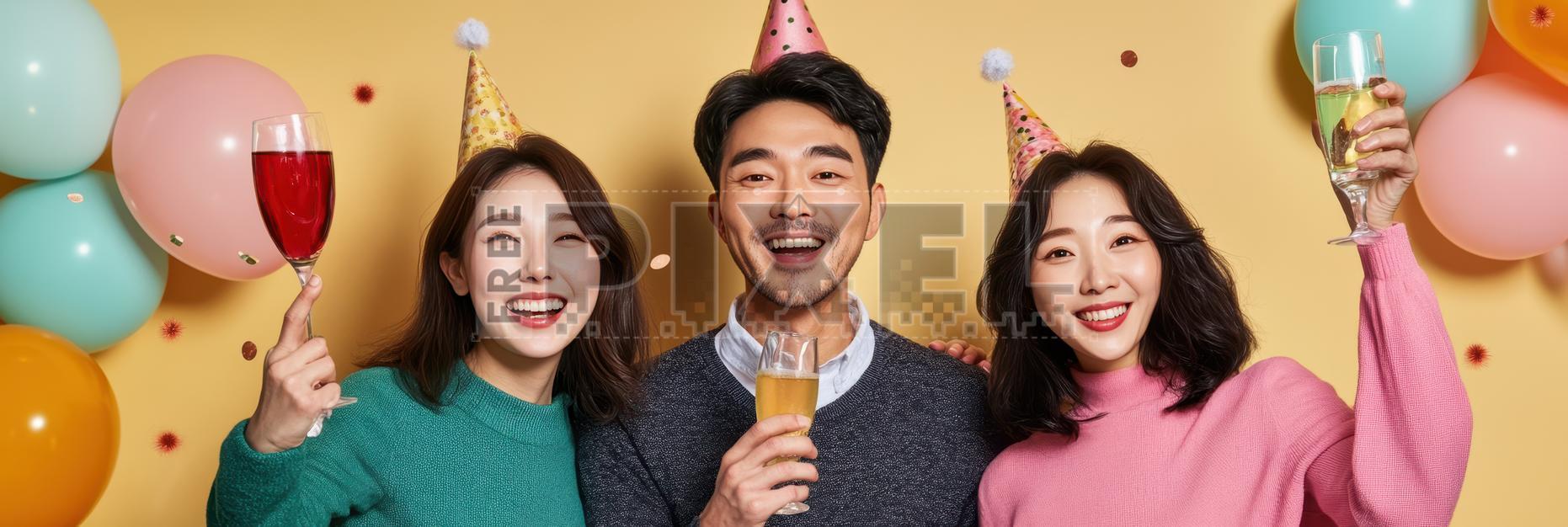 Free Photos - A Group Of Three Friends Celebrating Birthday Together ...