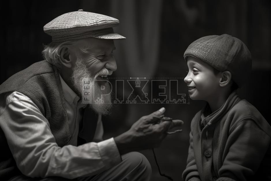 Free Photos - Old Man And Young Child Sitting Together And Having A ...