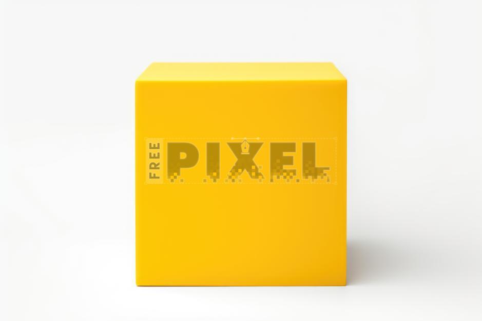 Free Photos - A Yellow 3d Square Box Or Cube Isolated On White ...
