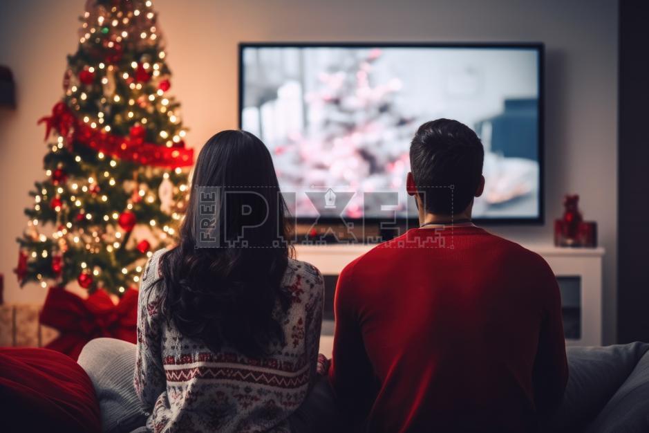 Free Photos - A Couple Enjoying Christmas And Watching TV Together ...