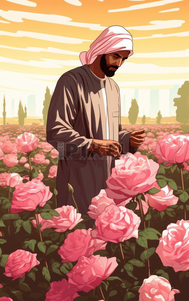 Free Photos - The Gulf Arab Man Tending To The Fields Of Pink Flowers ...