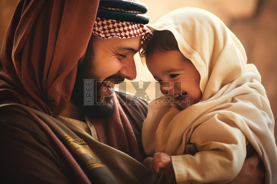 Free Photos - A Man Dressed In Arabic Clothing Holds A Smiling Baby ...