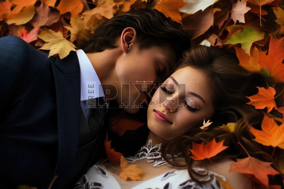 Free Photos - Falling Leaves Kiss - A Romantic Moment Between A Man And ...