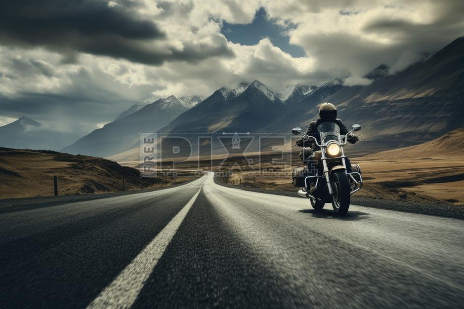 Free Photos - A Lone Motorcyclist Riding Down A Country Road ...
