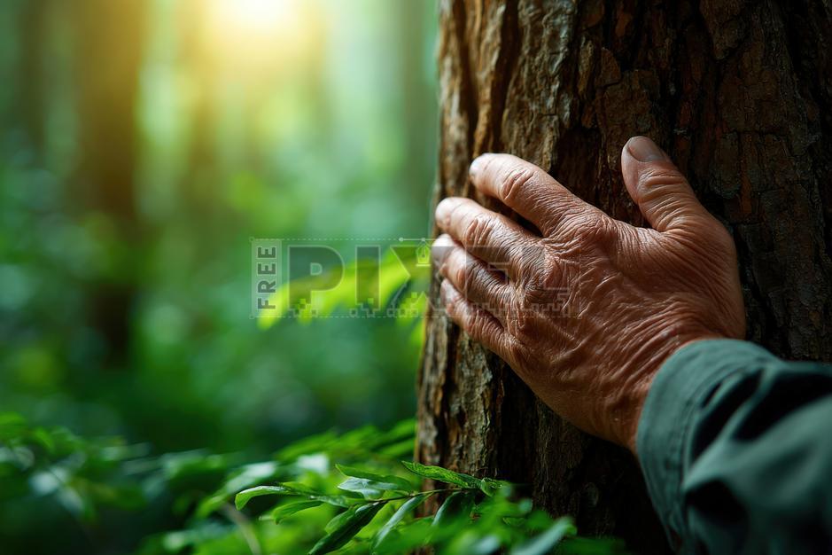 Free Photos - Hand Touching Tree Trunk In Forest, Closeup Photo ...