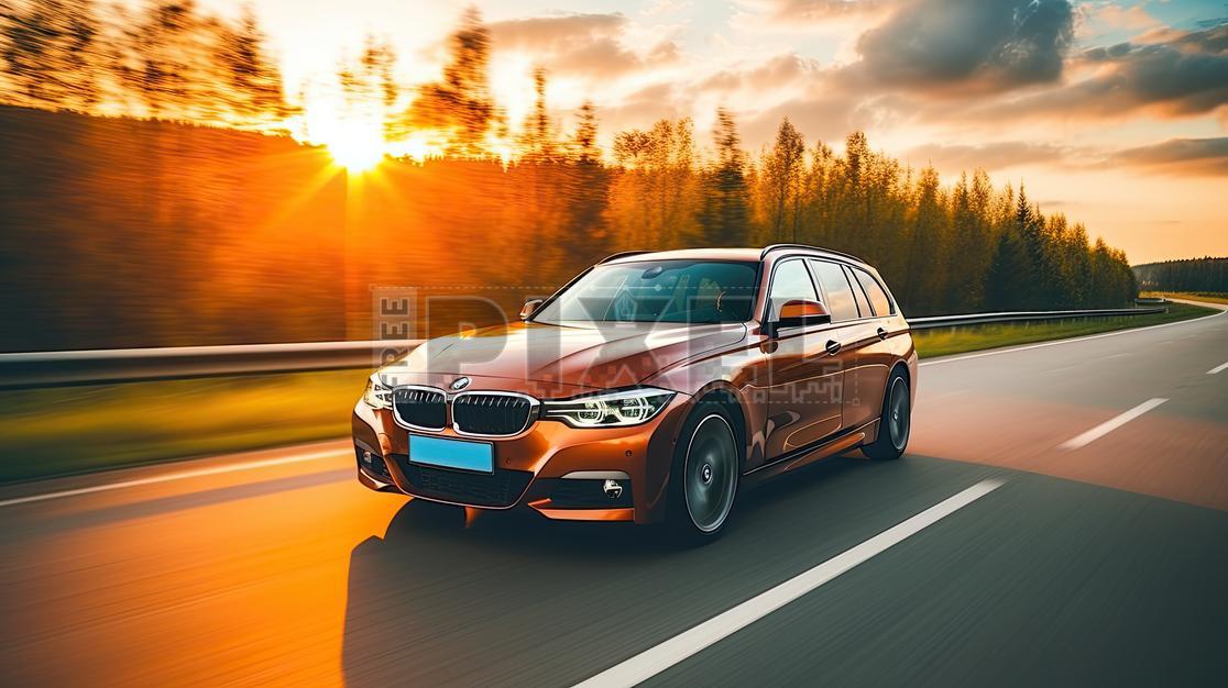 Free Photos - BMW Red Car Speeding Down The Road During A Sunset ...