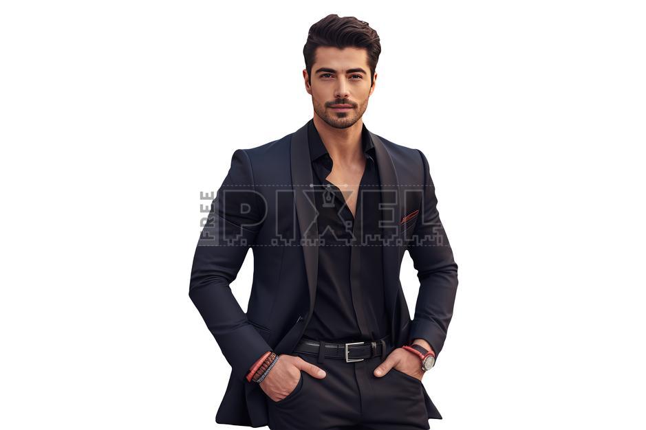 Free Photos - A Smart Man Wearing Black Suit And Hands In Pocket Of ...