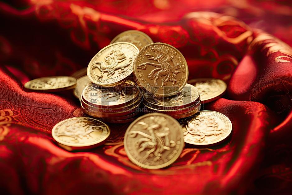 Free Photos - Pile Of Gold Coins On A Red Fabric | FreePixel.com