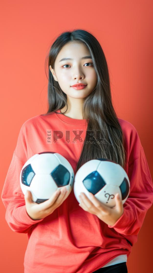 Free Photos - Young Asian Female Soccer Player Posing With Balls For ...