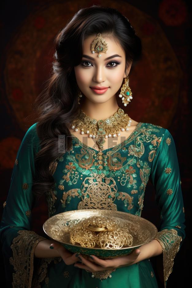 Free Photos - Elegant Indian Woman Adorned With Gold Jewelry ...