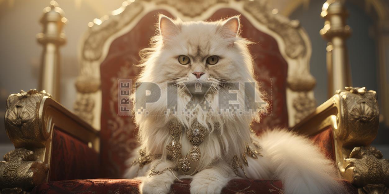 Free Photos - Regal White Cat Seated On A Decorative Throne | FreePixel.com