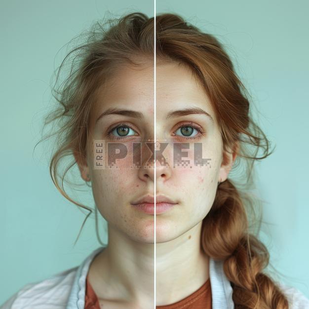 Free Photos - A Woman Face Split In Half Showing Beauty Treatment ...