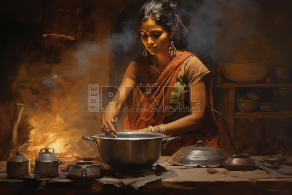 Free Photos - A Woman Cooking Over An Open Flame | FreePixel.com