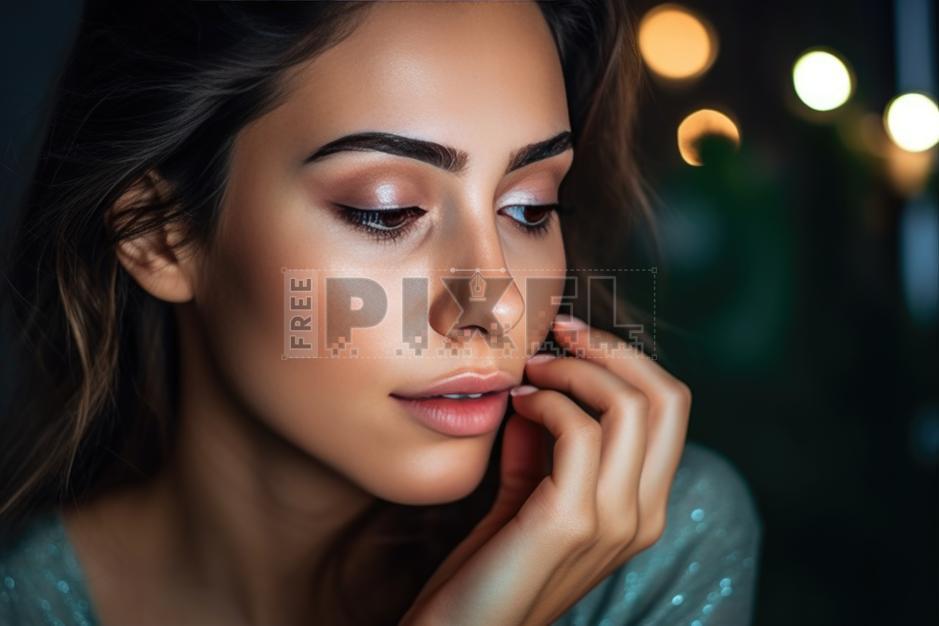 Free Photos - A Woman Self-evaluating Her Appearance While Touching Her ...