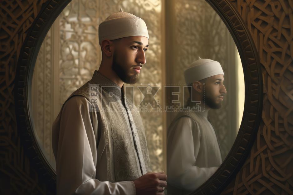 Free Photos - An Arabic Man In A White Prayer Cap, Standing In A Mirror ...