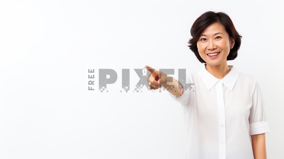Free Photos - Asian Woman Pointing Forward With A Smile On Her Face ...