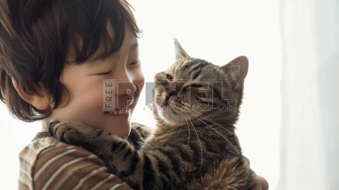 Free Photos - Adorable Photo Of Asian Boy And His Cat Pet Together ...