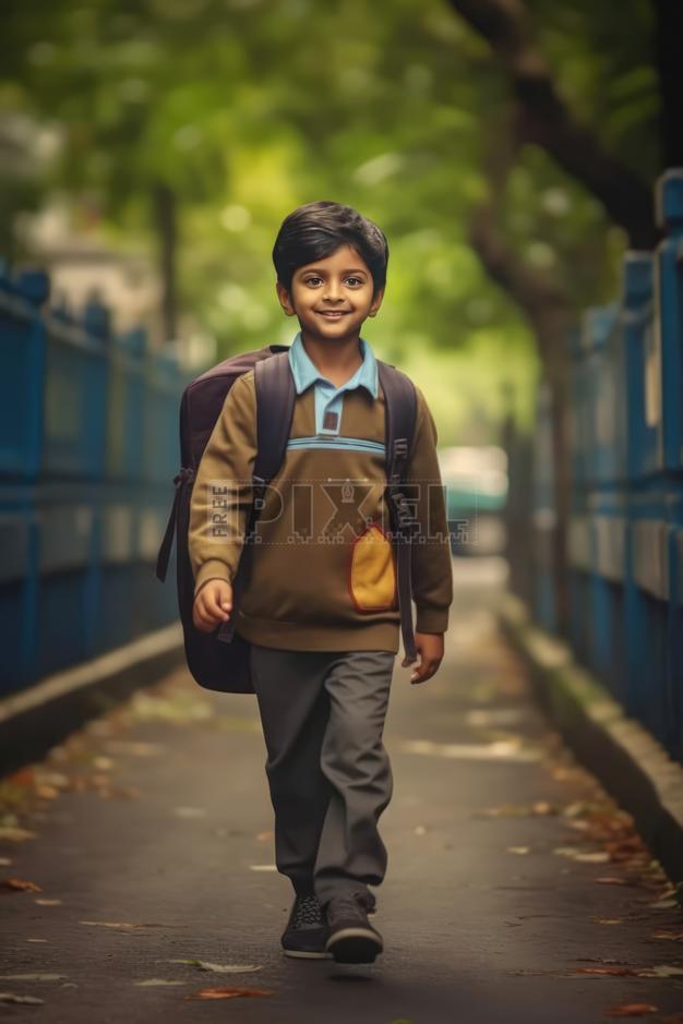 Free Photos - The Little Boy With A Backpack, Walking On A Sidewalk ...