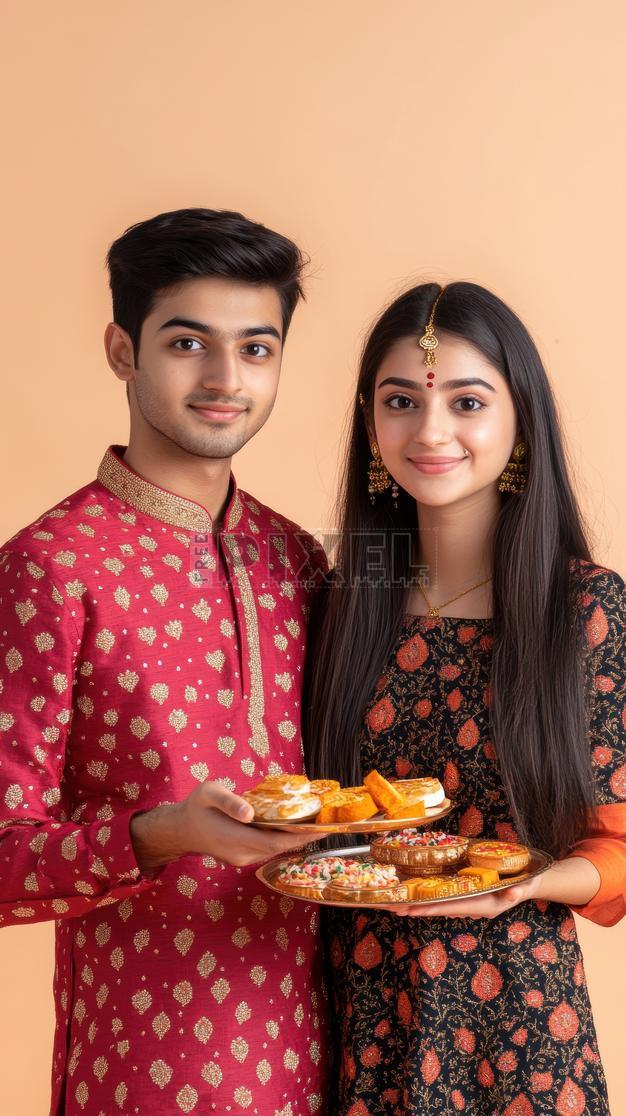 Free Photos - Young Indian Couple Holding Sweets At Diwali Or Karwa ...