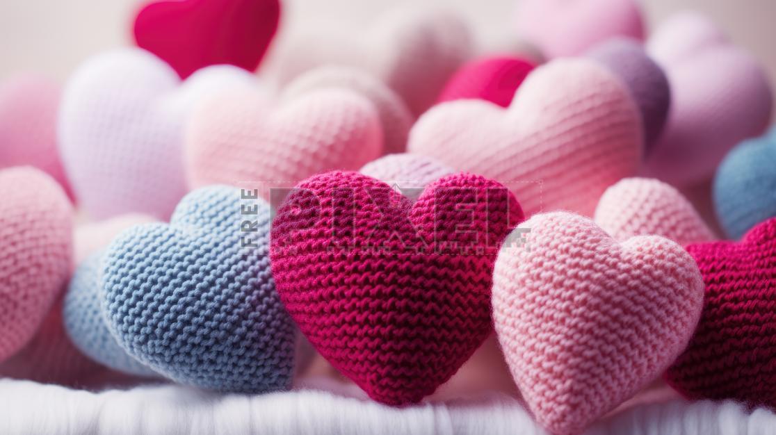 Free Photos - A Collection Of Knitted Hearts In Various Colors ...