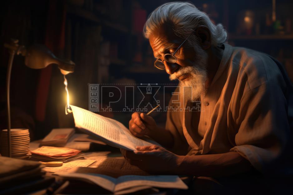 Free Photos - An Old Man Dedicates His Time To Reading And Writing ...