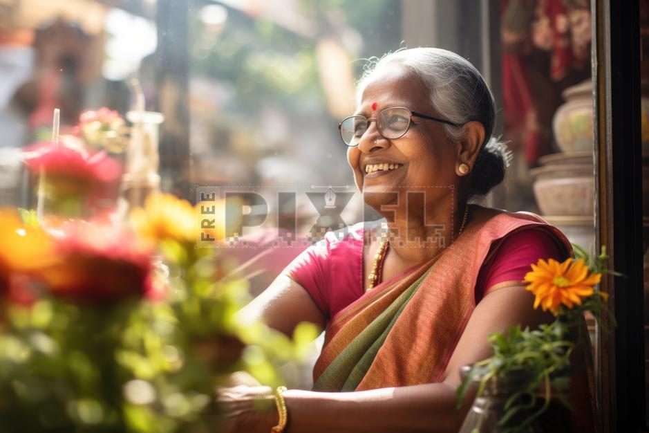Free Photos - A Smiling Indian Elderly Woman Enjoying Her Time Amongst ...