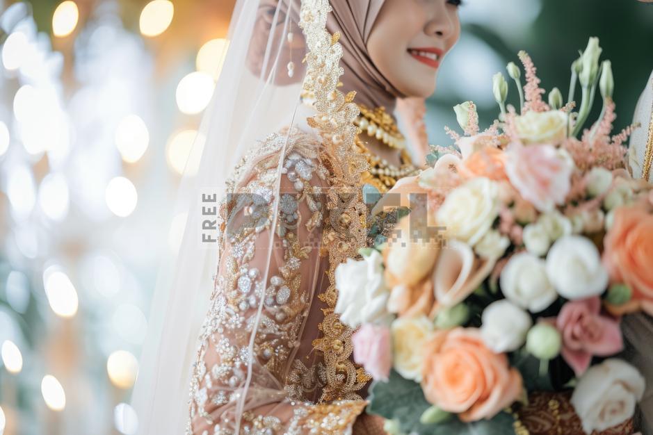 Free Photos - Attractive Asian Muslim Bride Wearing Traditional Wedding ...