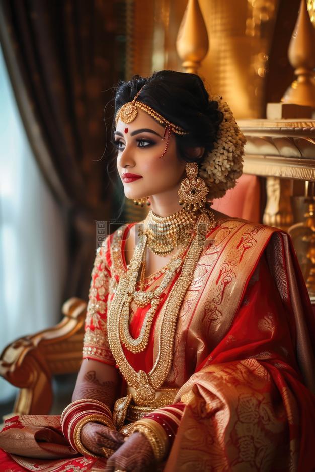 Free Photos - Attractive Indian Bride Photo In Traditional Red And ...