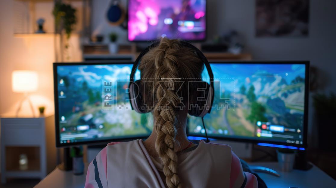 Free Photos - Back View Of Golden Hair Woman Wearing Headphones And ...