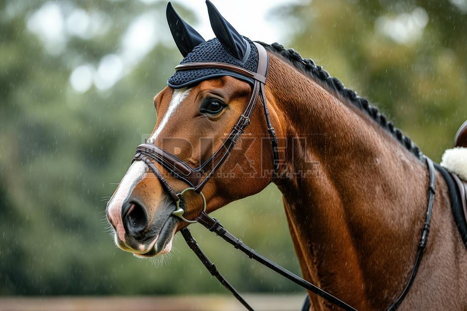 Free Photos - Majestic Bay Blaze Horse In Bridle And Ears Bonnets ...