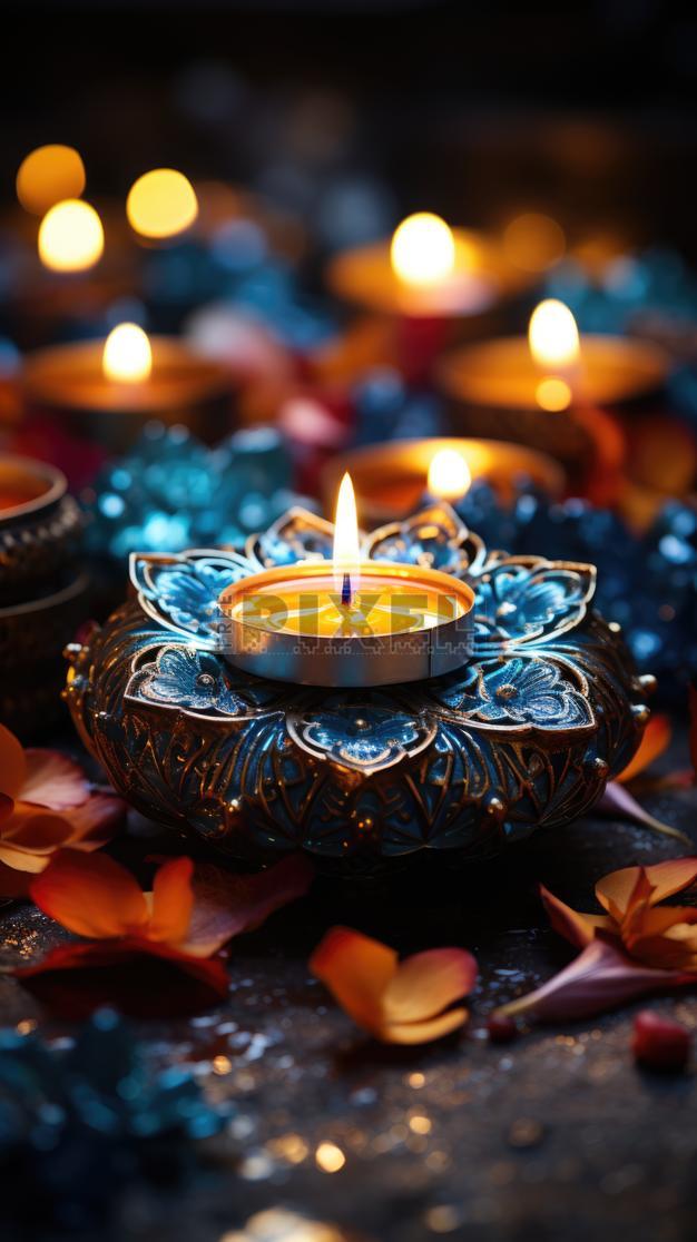 Free Photos - Beautiful Blue And Golden Diwali Light Decoration ...