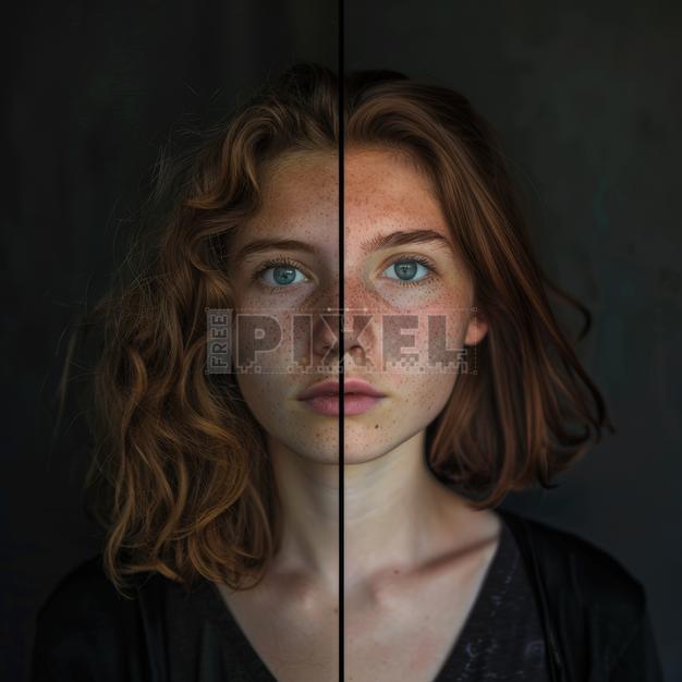 Free Photos - A Woman Face Split In Half Showing Beauty Treatment ...