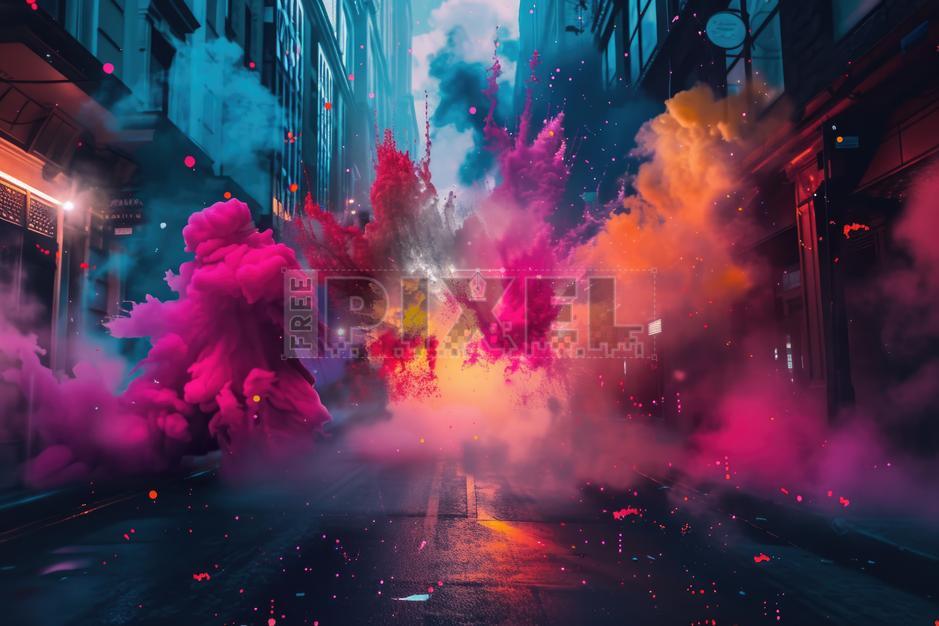 Free Photos - During Holi Celebration With Color Explosion In A City ...