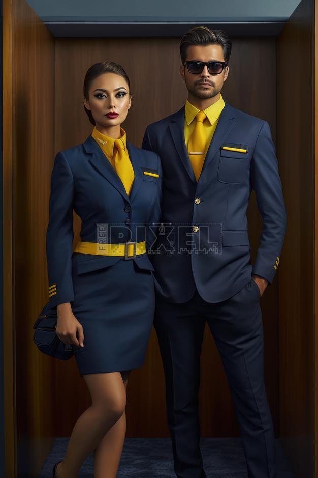 Free Photos - Two Flight Attendants Dressed In Blue Suits, With One ...