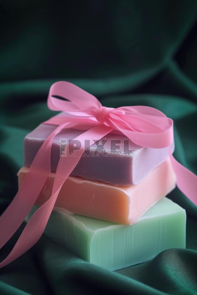 Free Photos - Gift Set Of Three Soap Bars With A Pretty Pink Ribbon ...