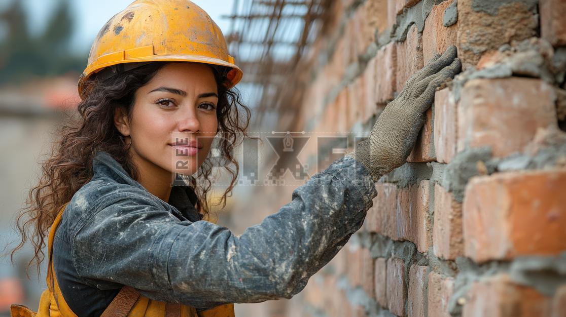 Free Photos - Indian Female Construction Worker Building A Brick Wall ...