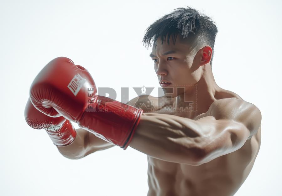 Free Photos - Muscular Asian Male Boxer Wearing Red Gloves In Action ...