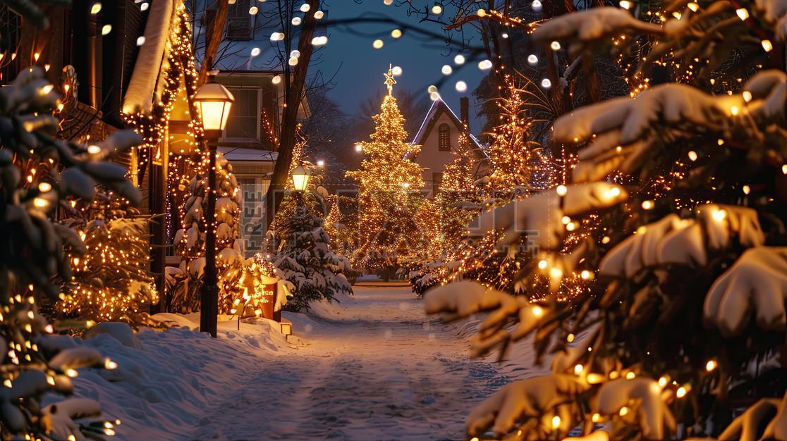 Free Photos - Christmas Trees Decorated By Lighting On Night Winter ...